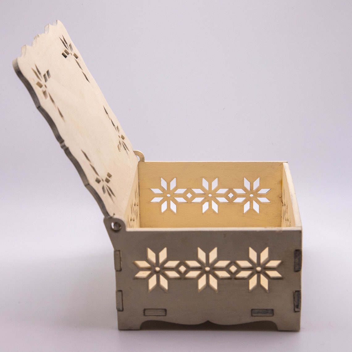 Small Hinged Snowflake Box - Lightburn File - Etsy