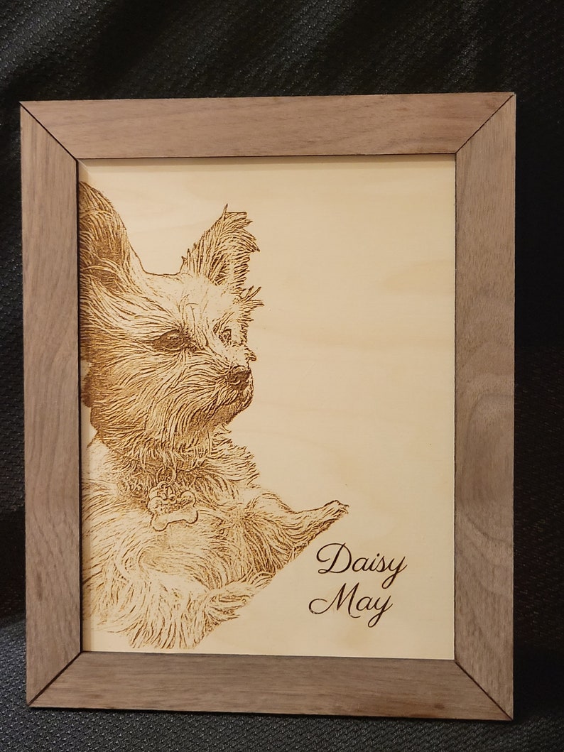 Engraved Pet Portrait, Personalized Laser Cut Wood Photo - Etsy