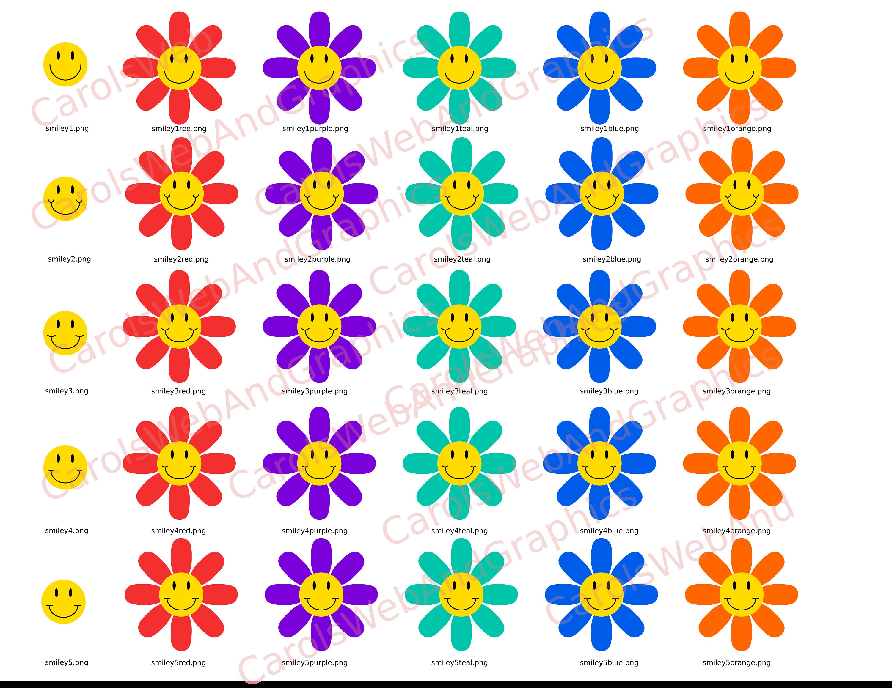 Smiley Face PNG, Daisy Smiley Face, Sublimation, PNG Files, Retro ...