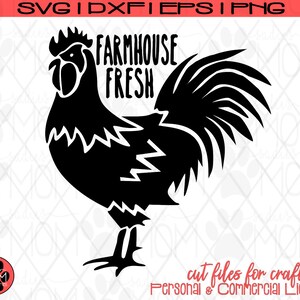 Farmhouse Fresh Rooster Cut File for Cricut and Silhouette, Kitchen Cut ...