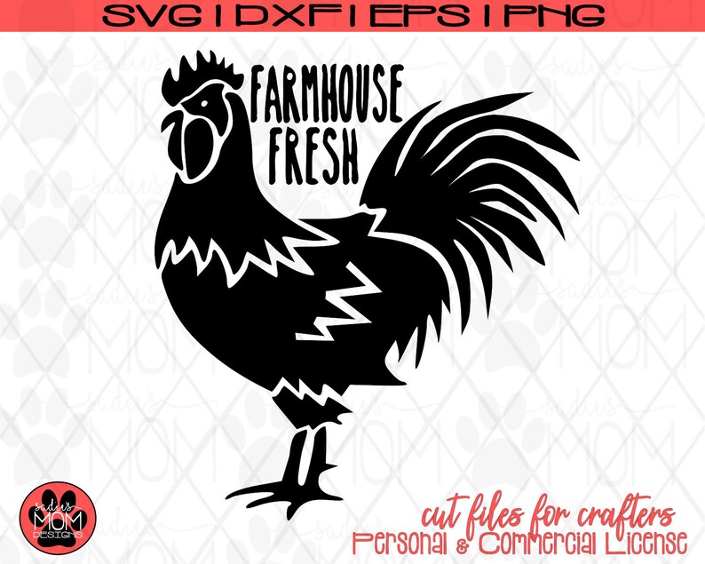 Farmhouse Fresh Rooster Cut File for Cricut and Silhouette - Etsy