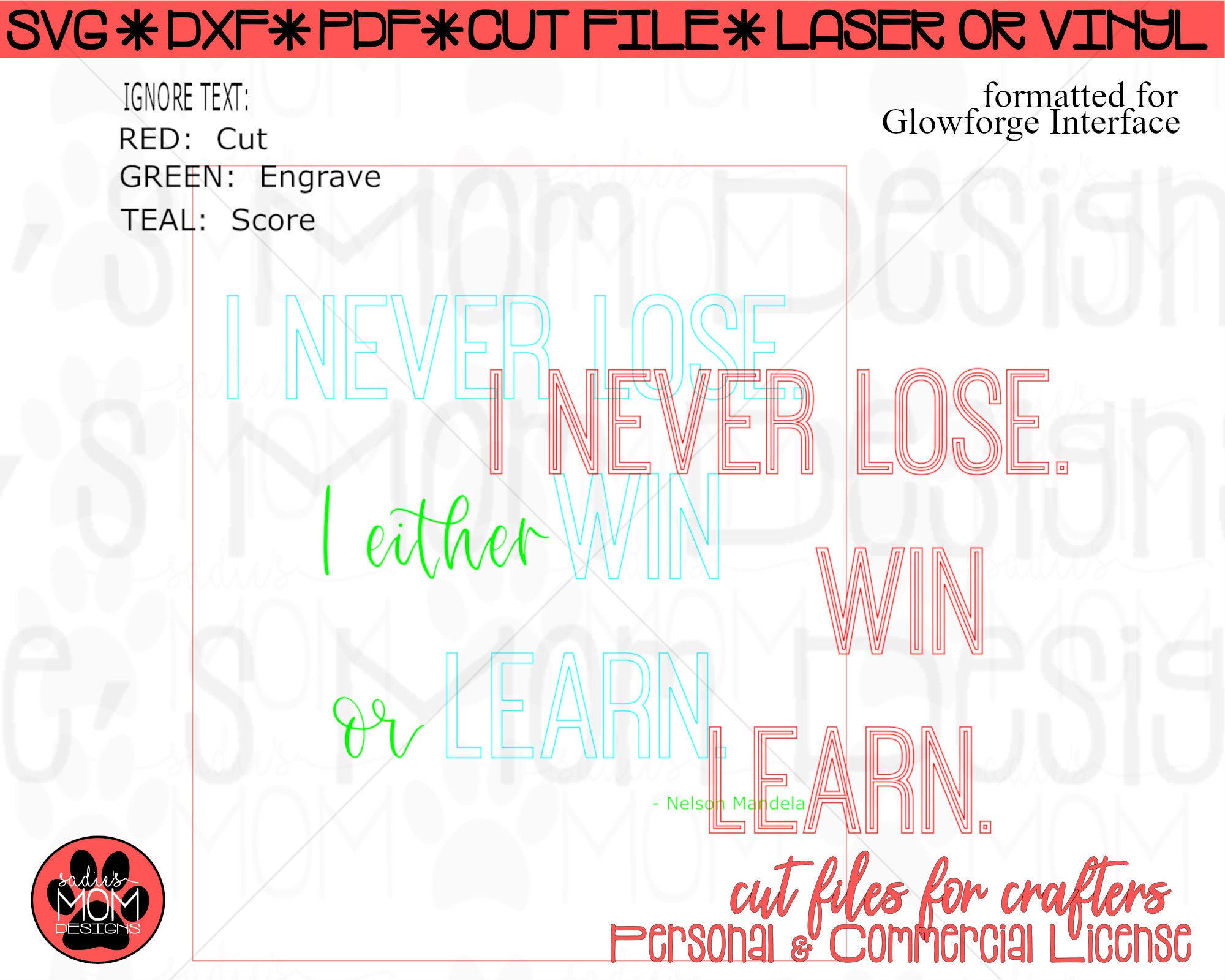 Instant Download | I Never Lose SVG | Nelson Mandela Quote ...