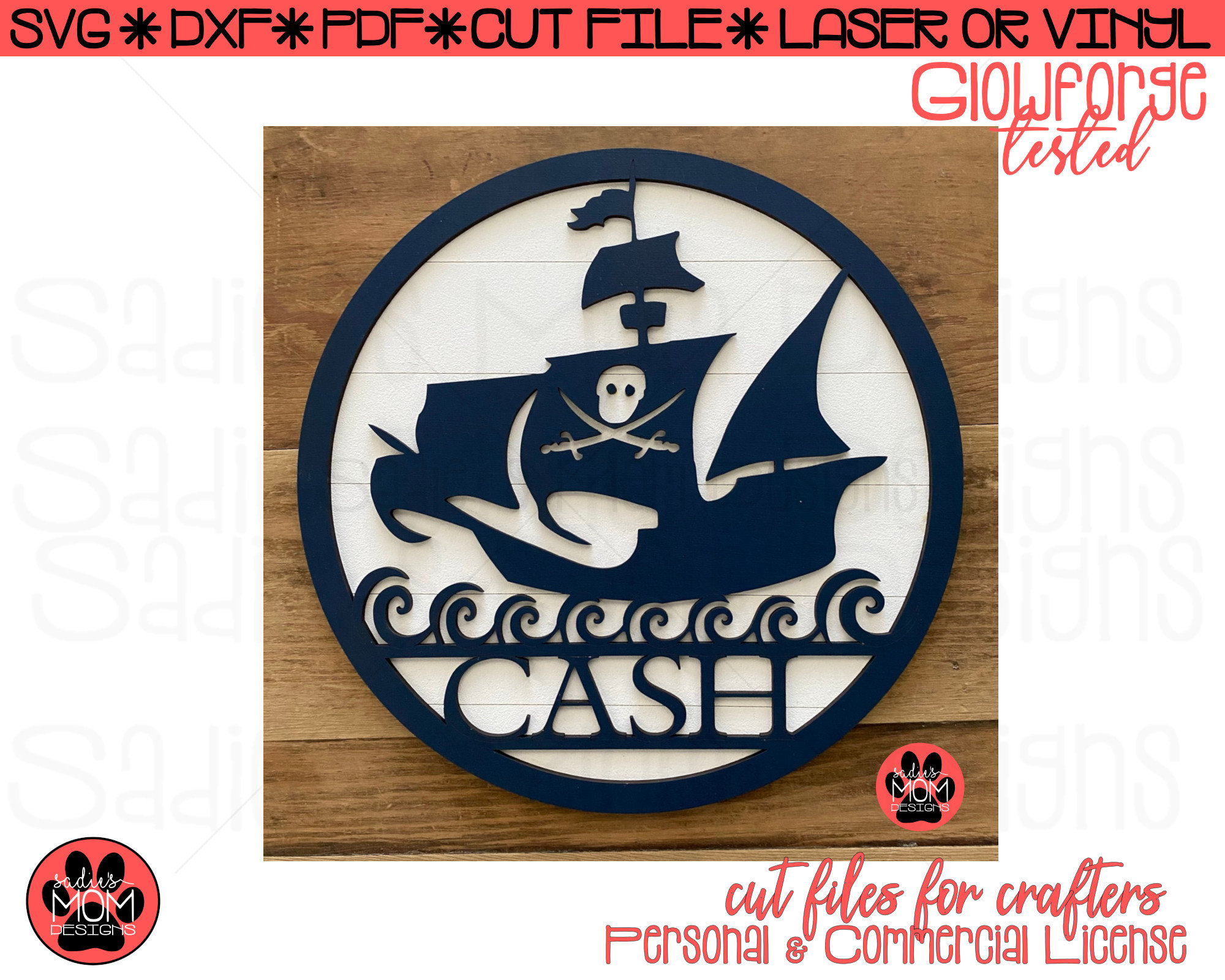 Instant Download | Pirate Ship Name Sign SVG | Personalized Design ...