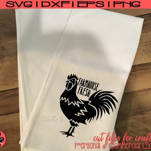Farmhouse Fresh Rooster Cut File for Cricut and Silhouette, Kitchen Cut ...