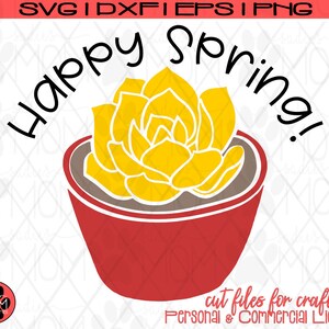 Happy Spring SVG Flower Pot Spring Cut File Customizable - Etsy