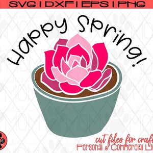 Happy Spring SVG Flower Pot Spring Cut File Customizable - Etsy