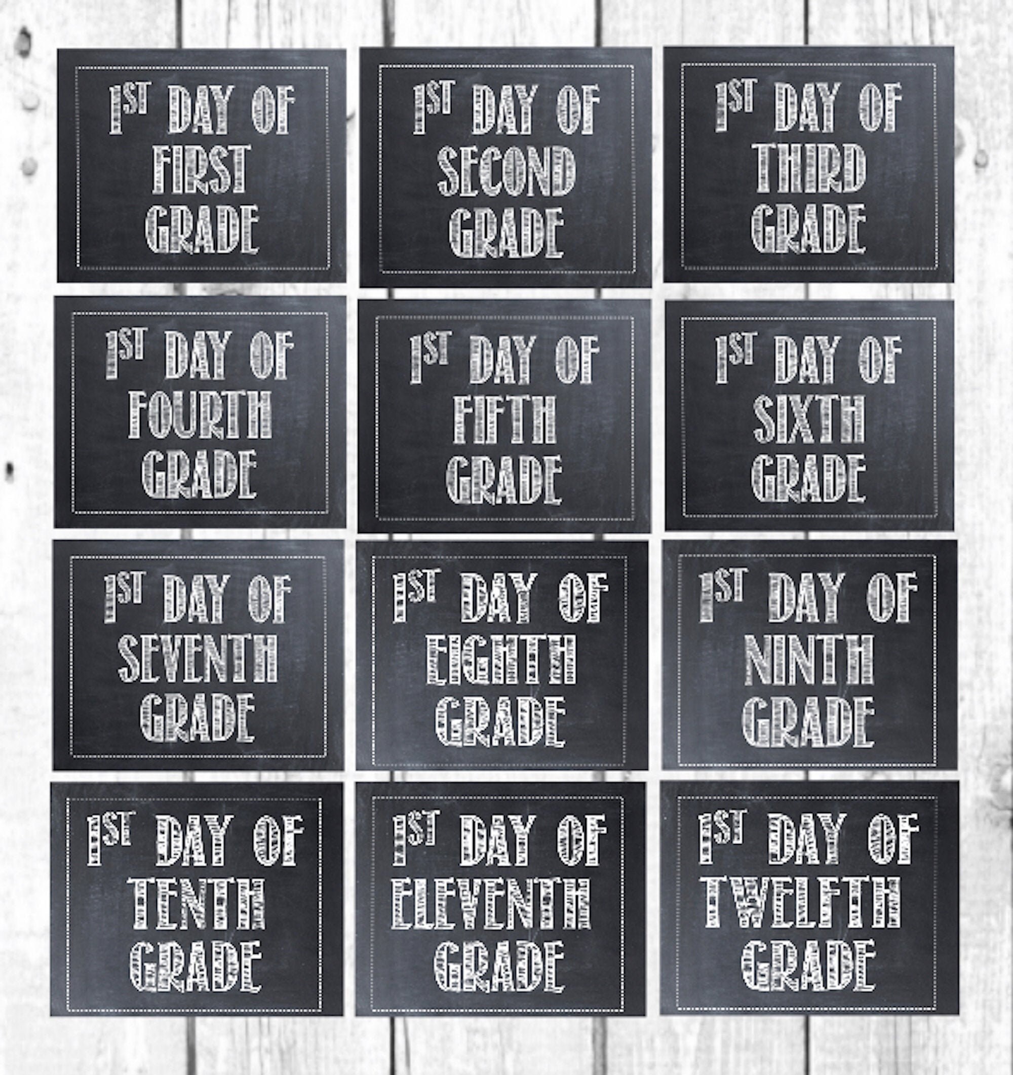 First Day of School Printable Signs All Grades a Photo Prop - Etsy