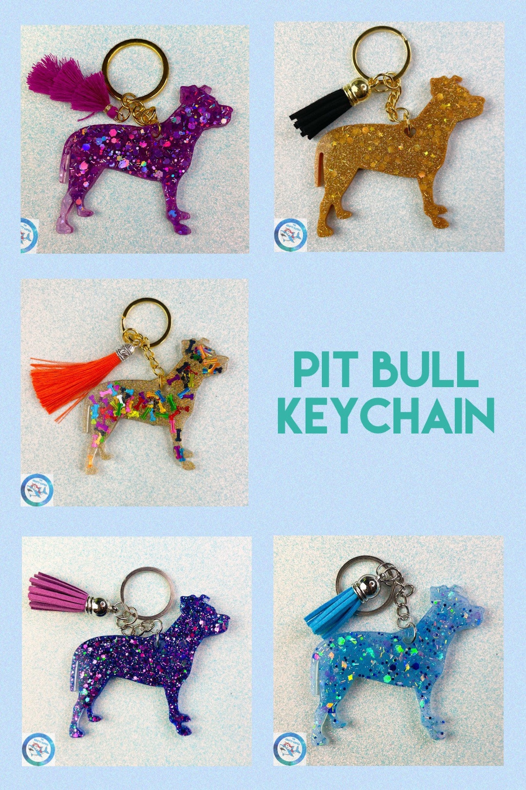 Resin Pit Bull Keychain - Etsy