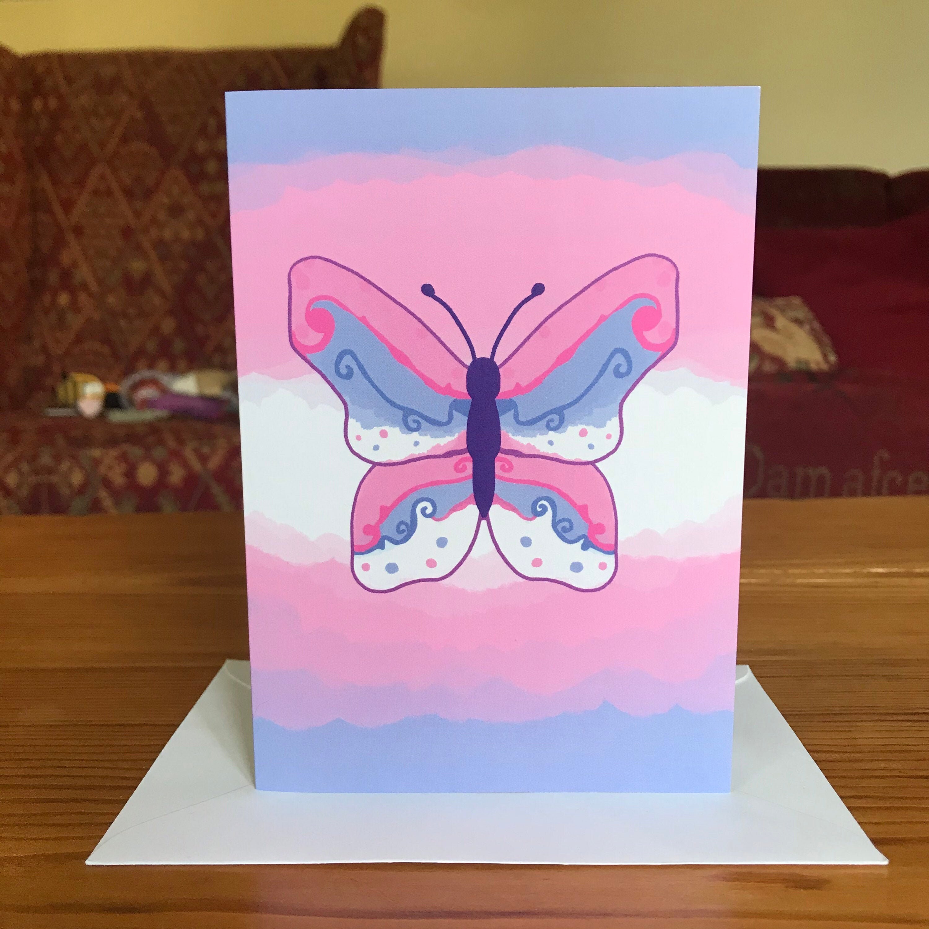 Trans Butterfly Greetings Card A6 TransgenderPrideComing | Etsy
