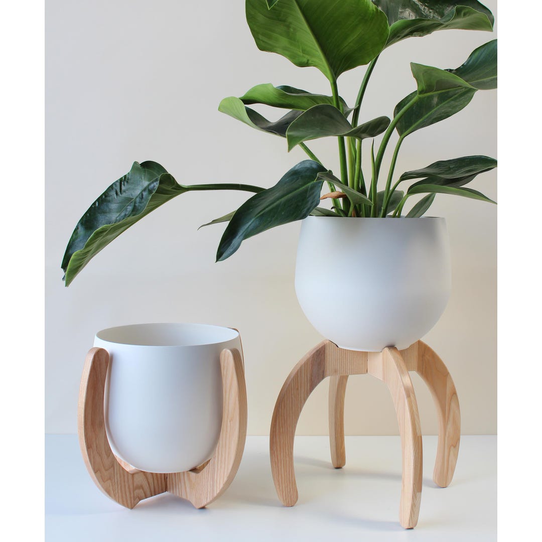 The Nested Modern Wood Plant Stand & Pot (2 Way Styling) - Etsy