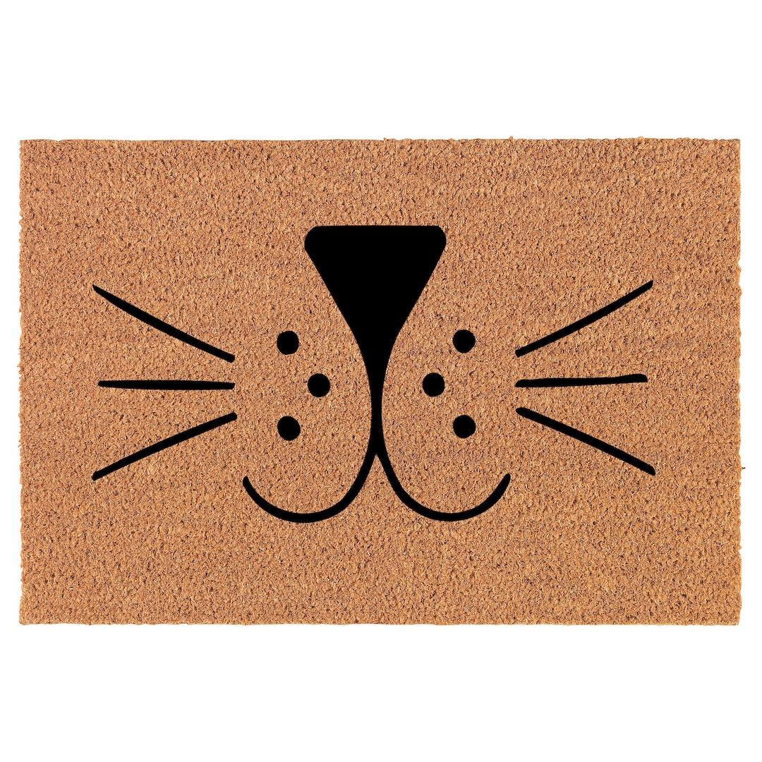 Cat Face Whiskers Funny Coir Doormat Door Mat Entry Mat Housewarming ...