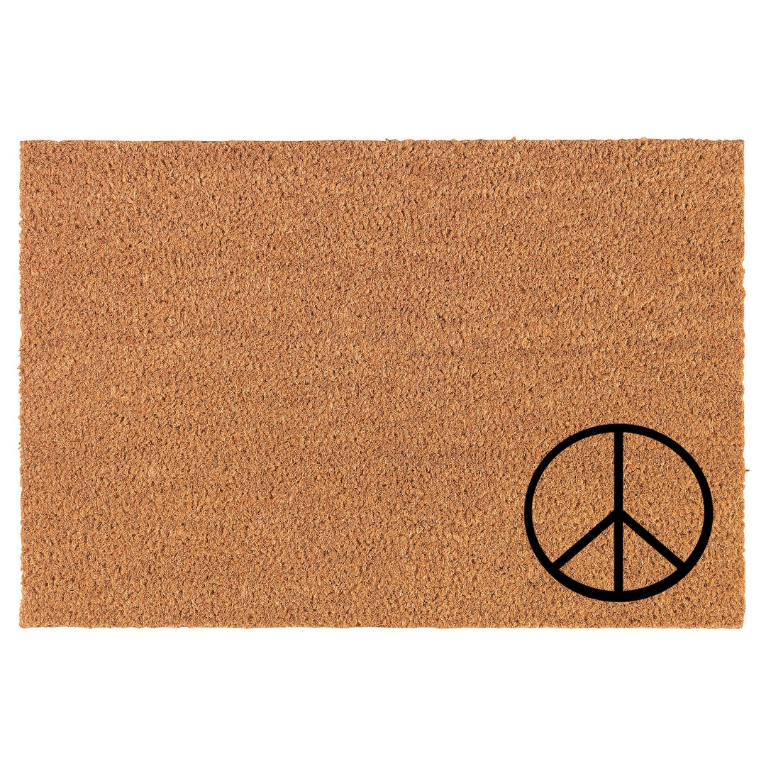 Peace Sign CORNER Coir Doormat Door Mat Entry Mat Housewarming Gift ...