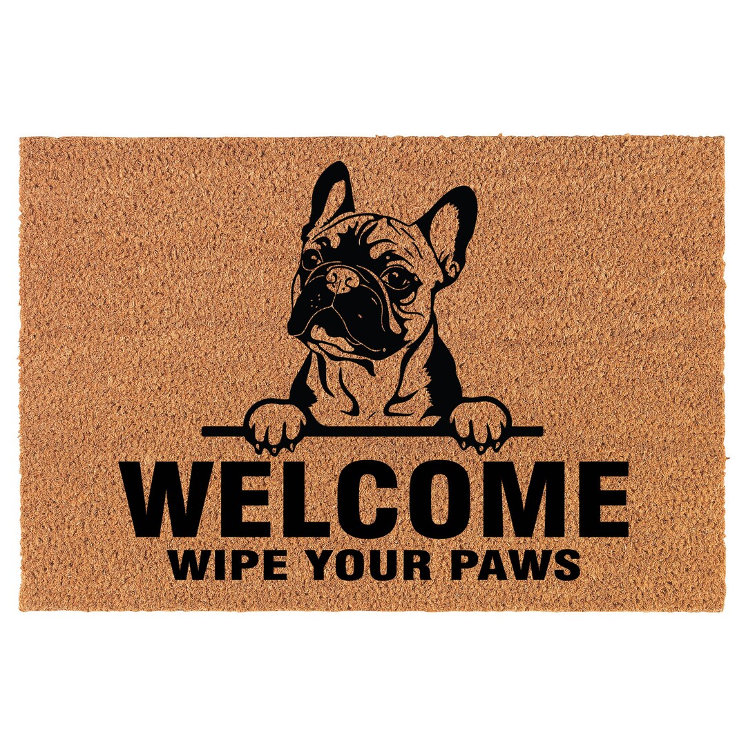 Welcome Wipe Your Paws French Bulldog Frenchie Coir Doormat Door Mat ...