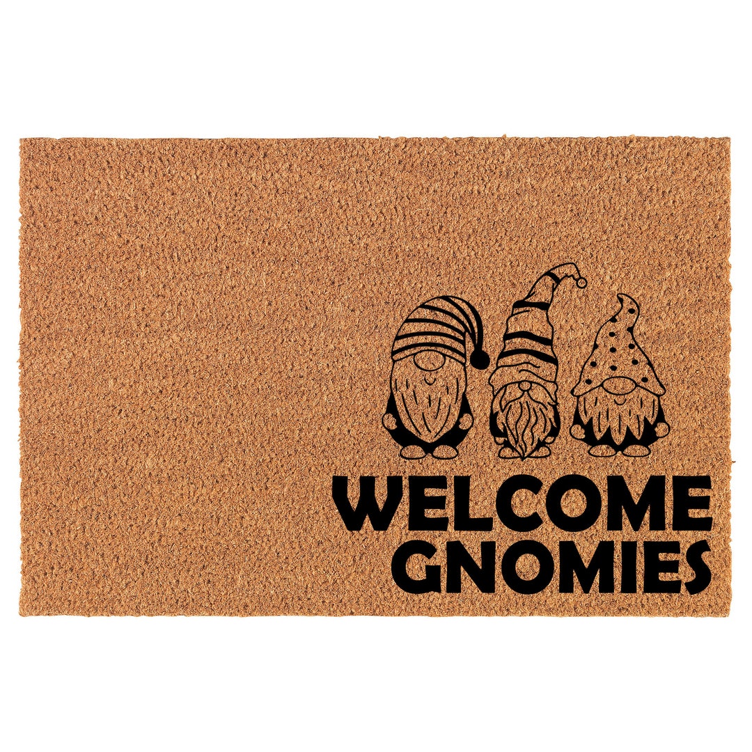 Welcome Gnomies Gnome CORNER Funny Coir Doormat Door Mat Entry Mat ...