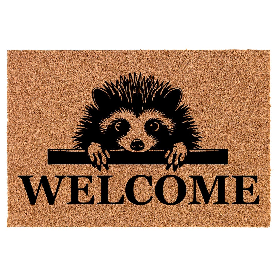 Welcome Peeking Hedgehog Coir Doormat Door Mat Housewarming Gift ...