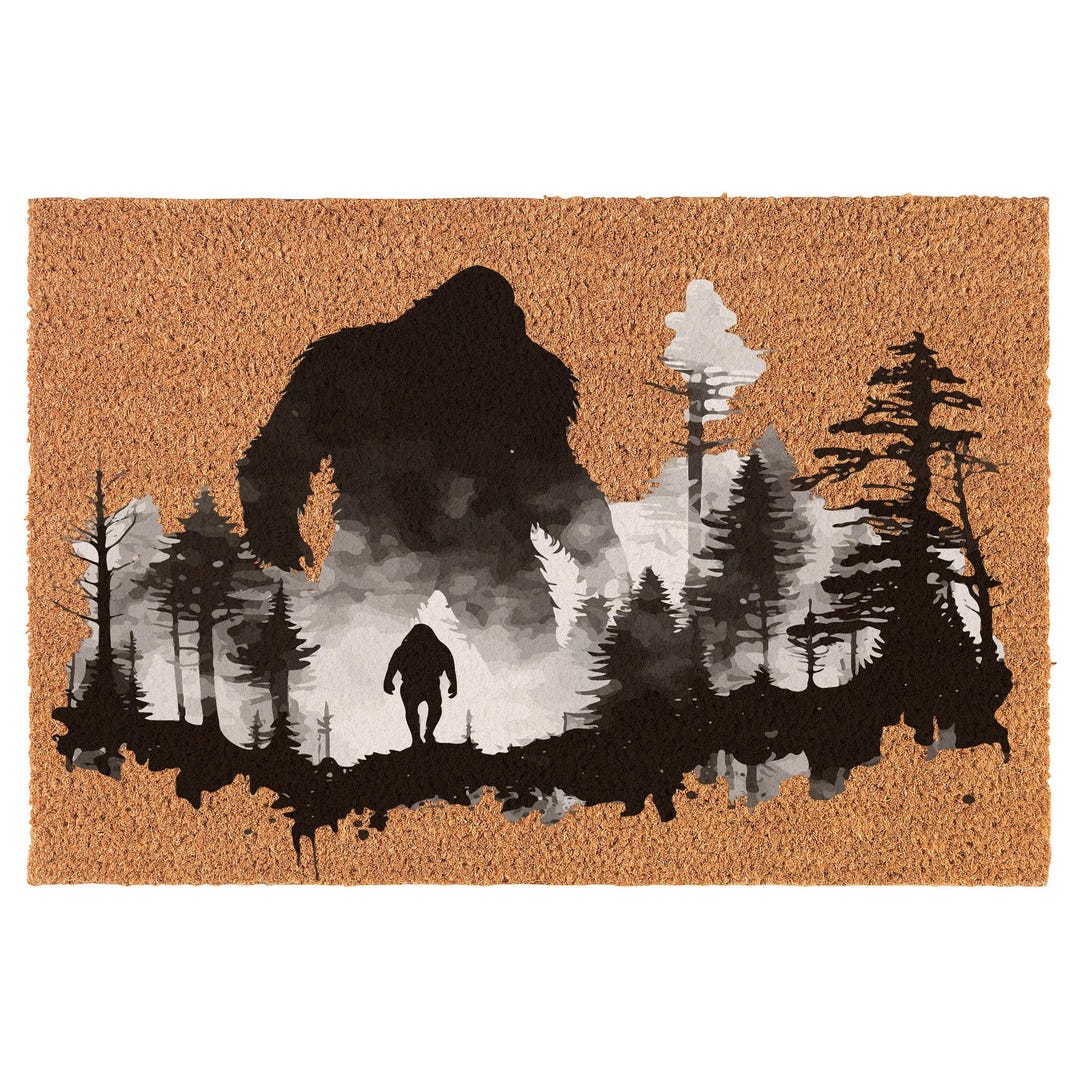 Watercolor Bigfoot Sasquatch White Coir Doormat Door Mat Housewarming ...