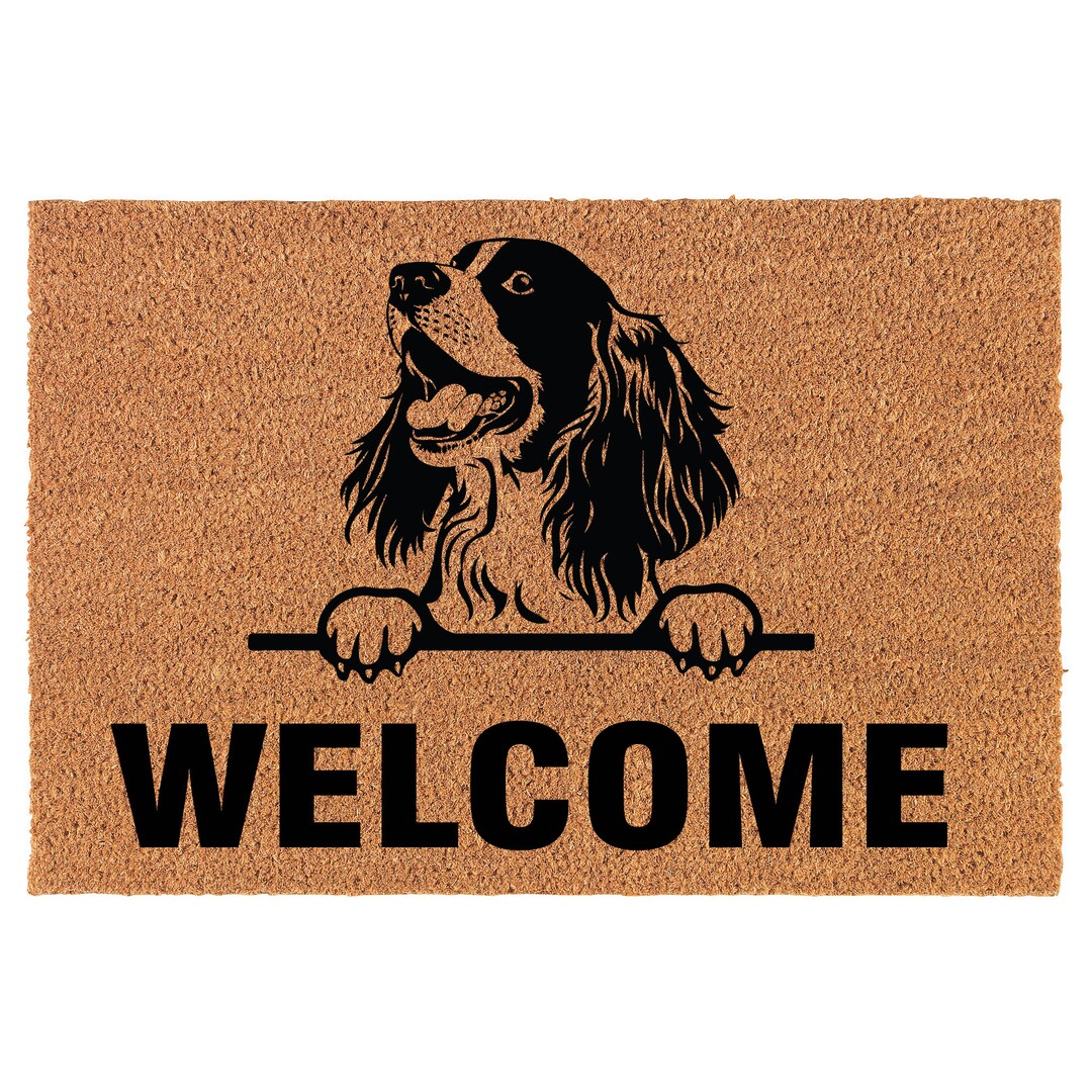 Welcome Peeking Springer Spaniel Coir Doormat Door Mat Entry Mat ...
