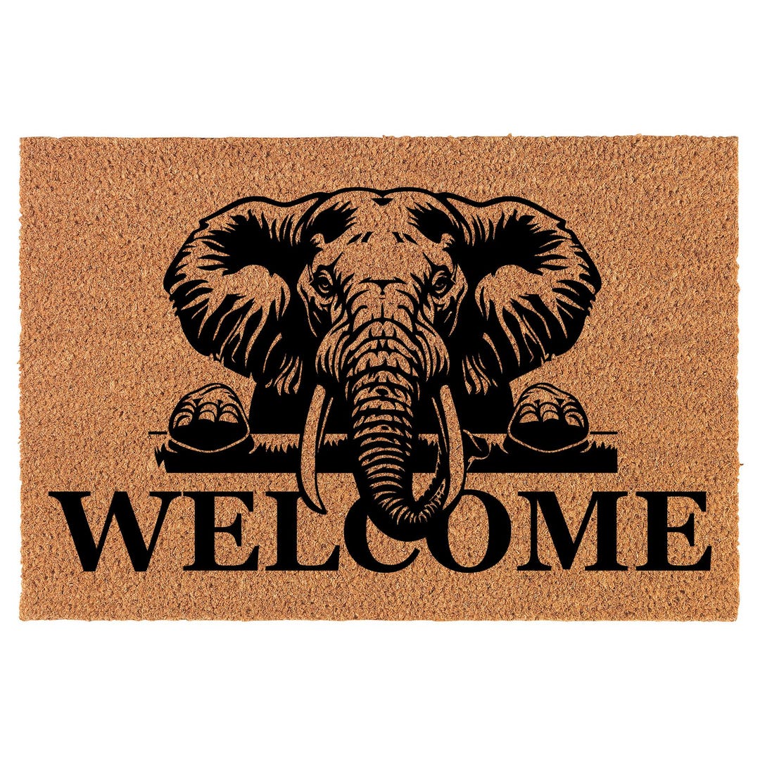 Welcome Peeking Elephant Coir Doormat Door Mat Housewarming Gift ...