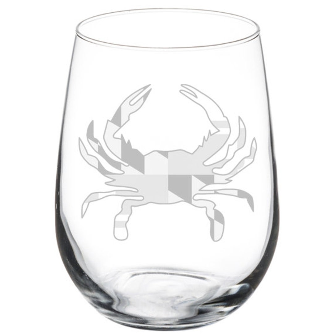 Maryland Crab Wine Glass Stemless or Stemmed - Etsy