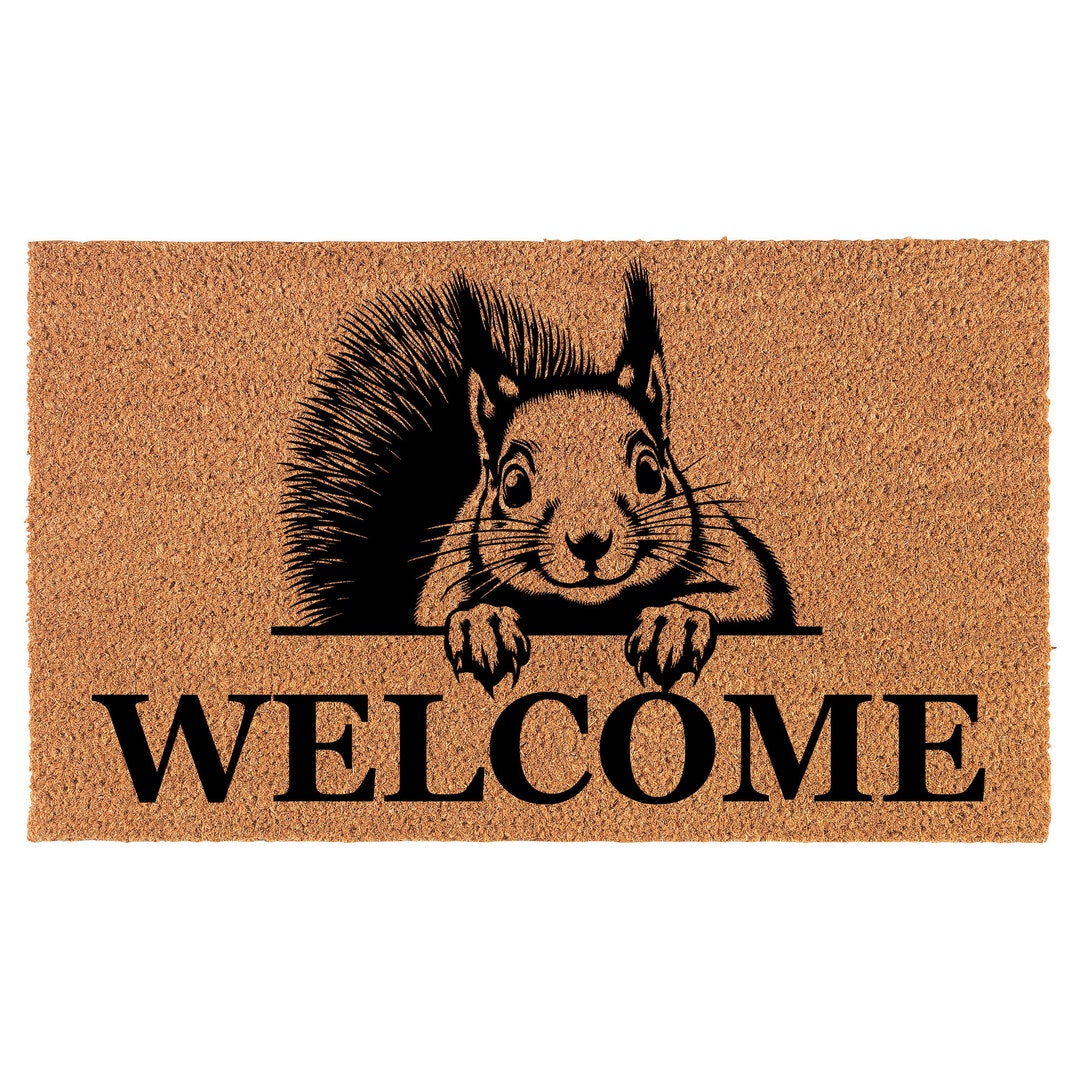 Welcome Peeking Squirrel Coir Doormat Door Mat Entry Mat Housewarming ...