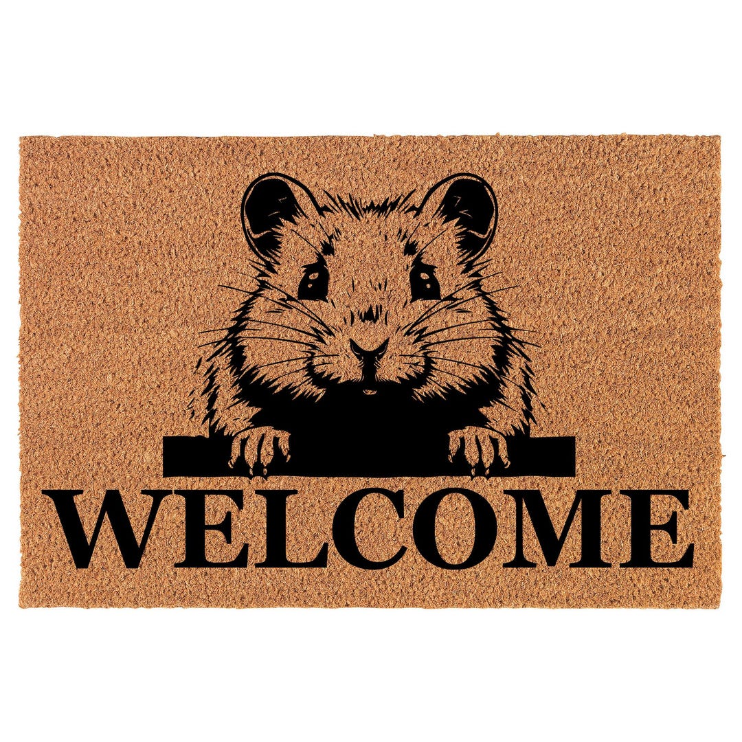 Welcome Peeking Hamster Coir Doormat Door Mat Housewarming Gift ...