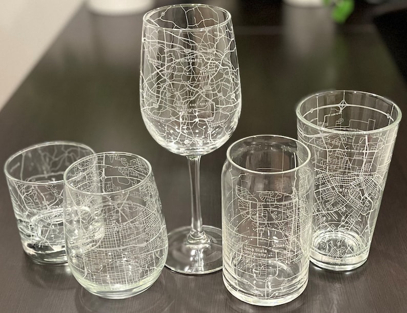 Custom City Map Glass Your Location Wine Beer Whiskey Engagement Gifts ...