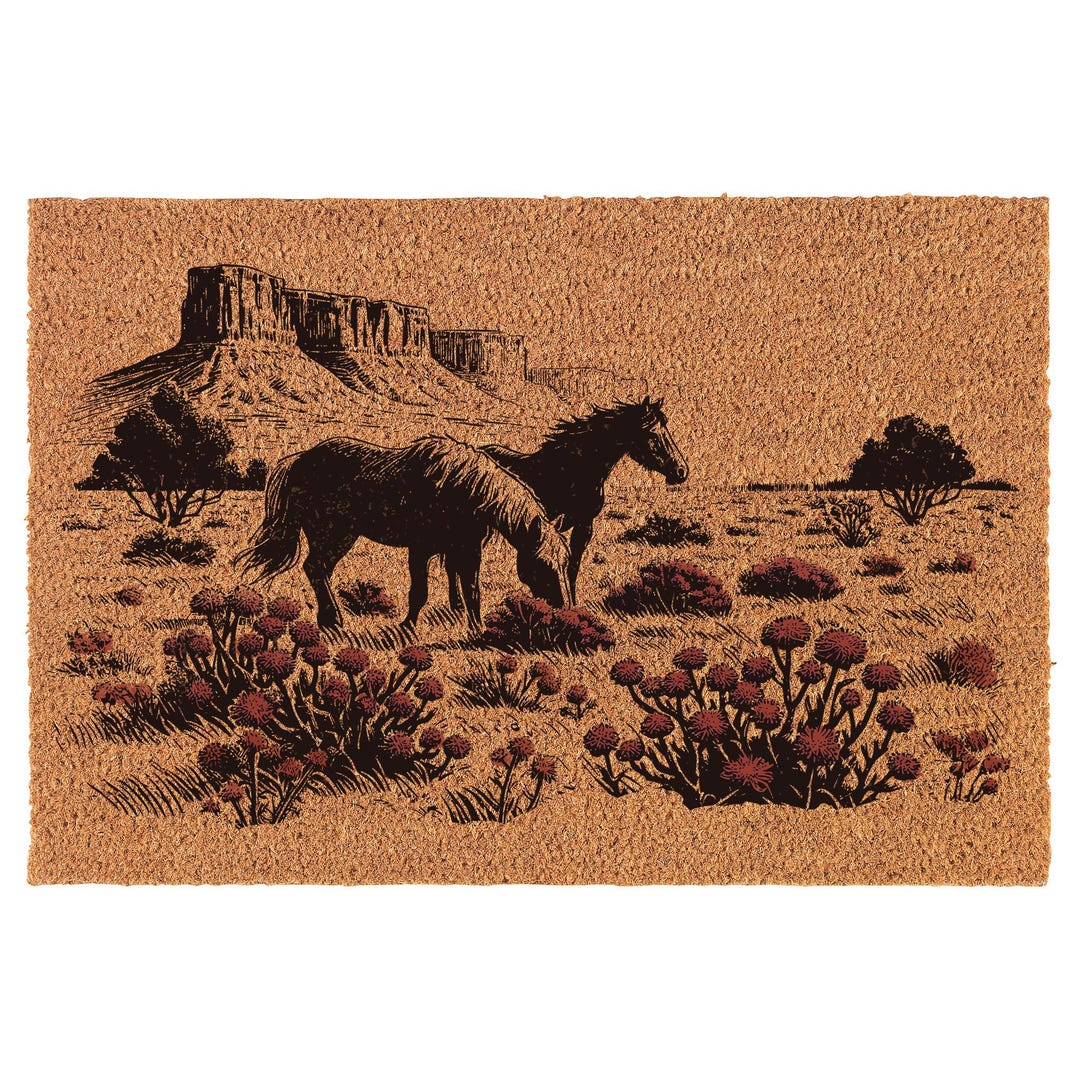 Wildflowers & Wild Horses Western Country Coir Doormat Door Mat ...