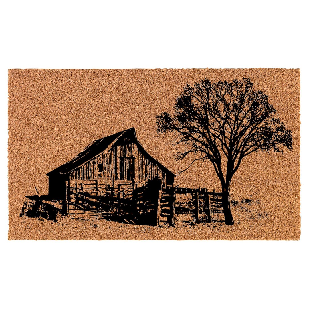 Old Barn Farm & Tree Coir Doormat Door Mat Housewarming Gift Newlywed ...