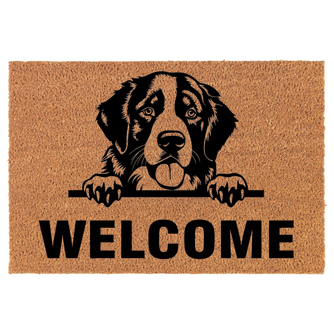 Welcome Peeking Bernese Mountain Dog Coir Doormat Door Mat Entry Mat ...