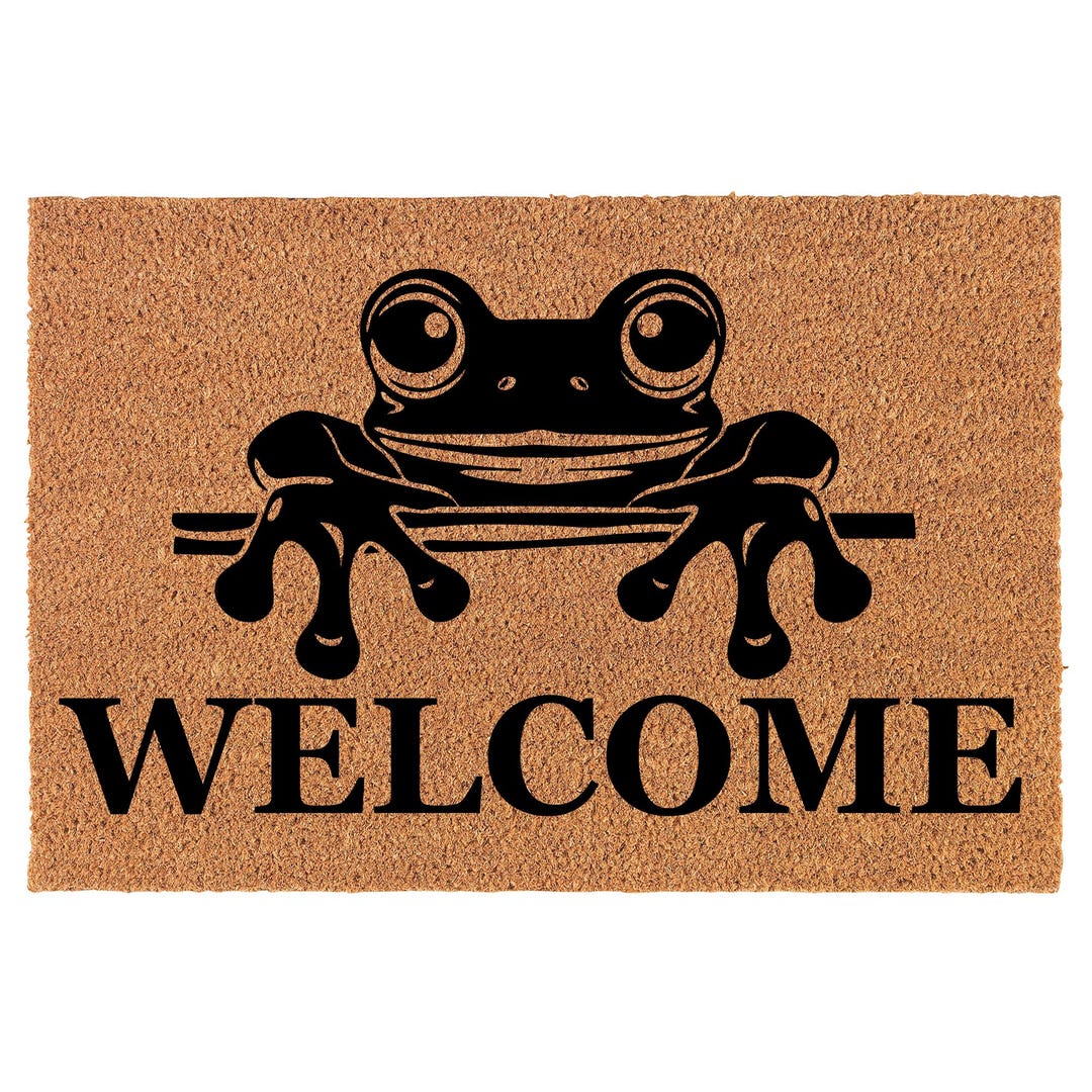 Welcome Peeking Frog Coir Doormat Door Mat Housewarming Gift Newlywed ...