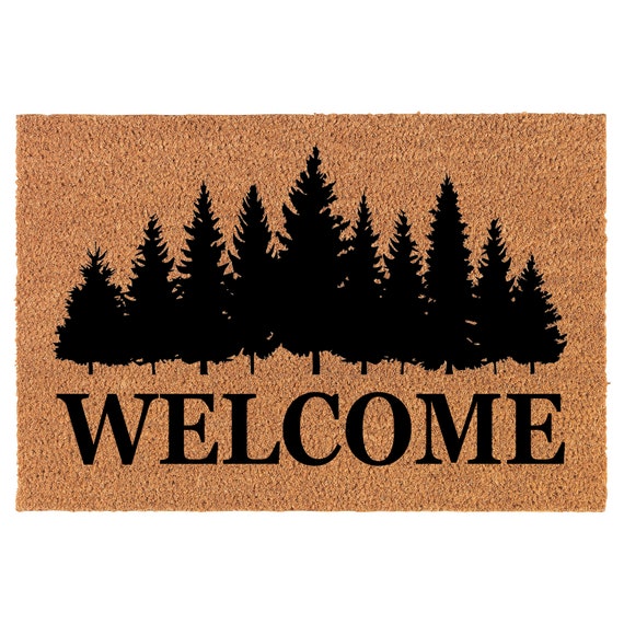 Welcome Forest Trees Cabin Coir Doormat Door Mat Entry Mat - Etsy