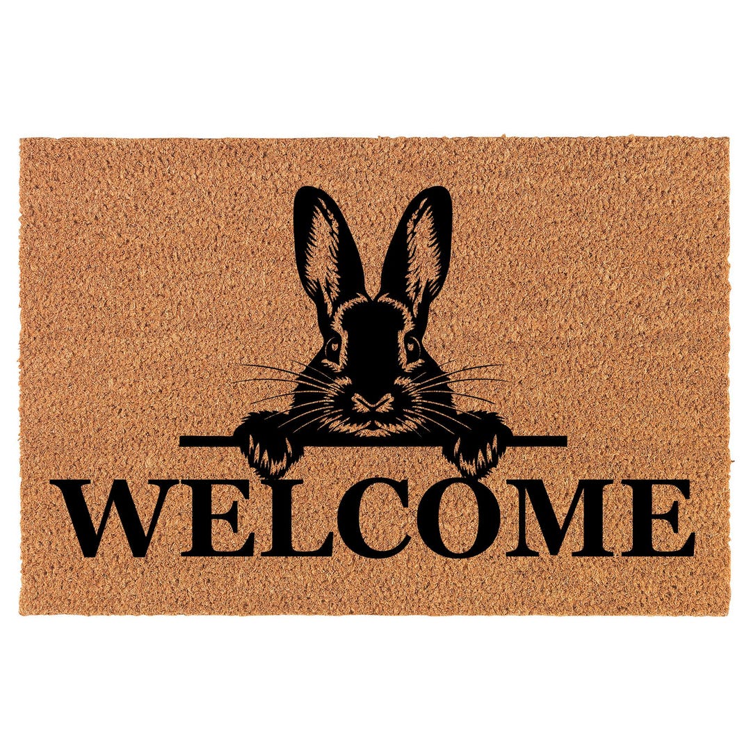 Welcome Peeking Bunny Rabbit Coir Doormat Door Mat Housewarming Gift ...