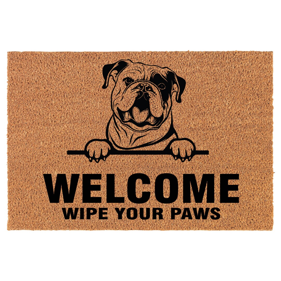 Welcome Wipe Your Paws English Bulldog Coir Doormat Door Mat Entry Mat ...