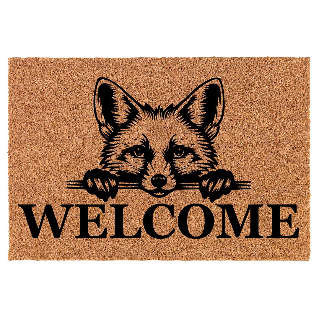 Welcome Peeking Fox Coir Doormat Door Mat Housewarming Gift Newlywed ...