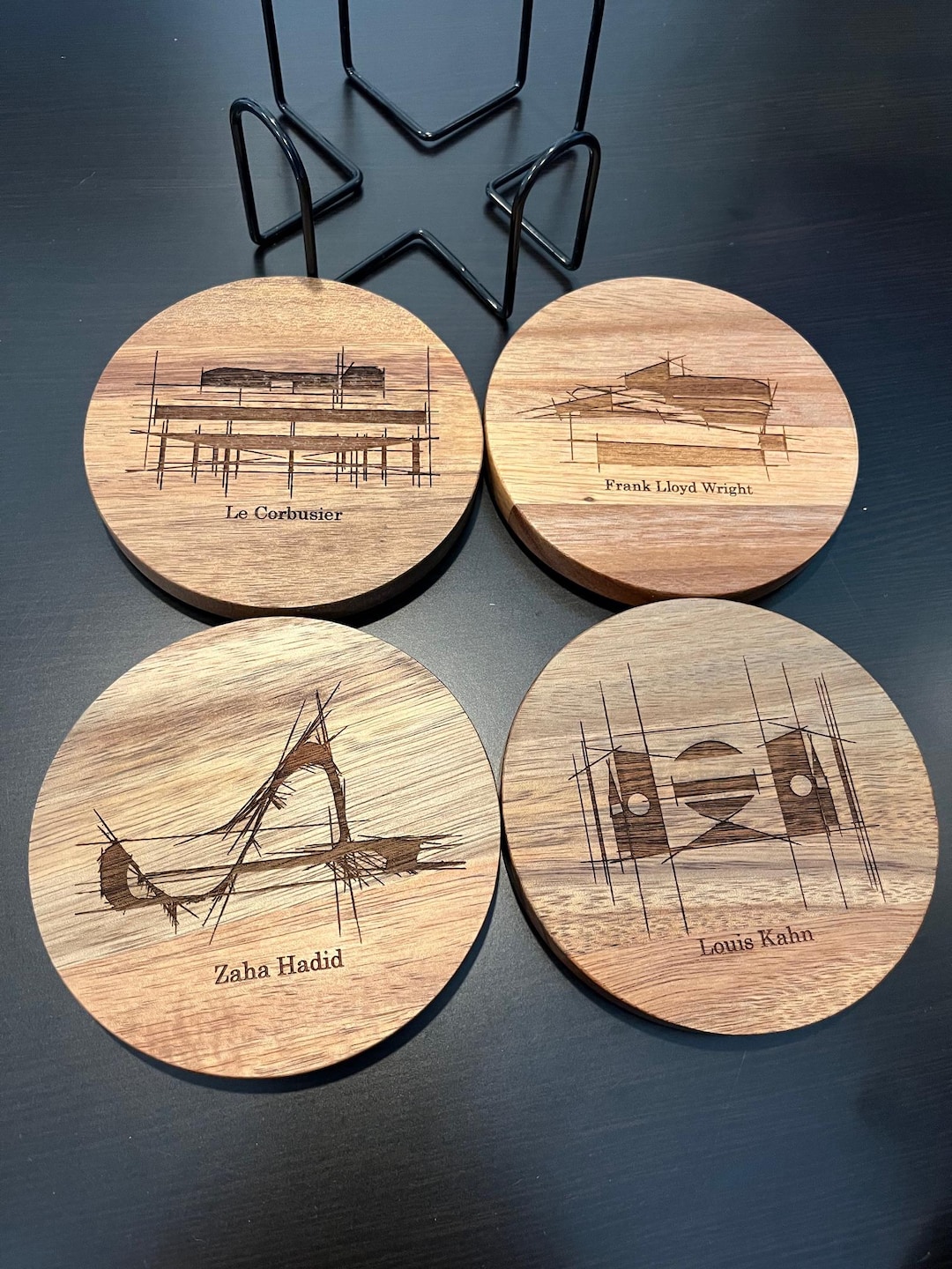 Architect Acacia Wood Coasters Set of 4 Architecture Gift - Etsy