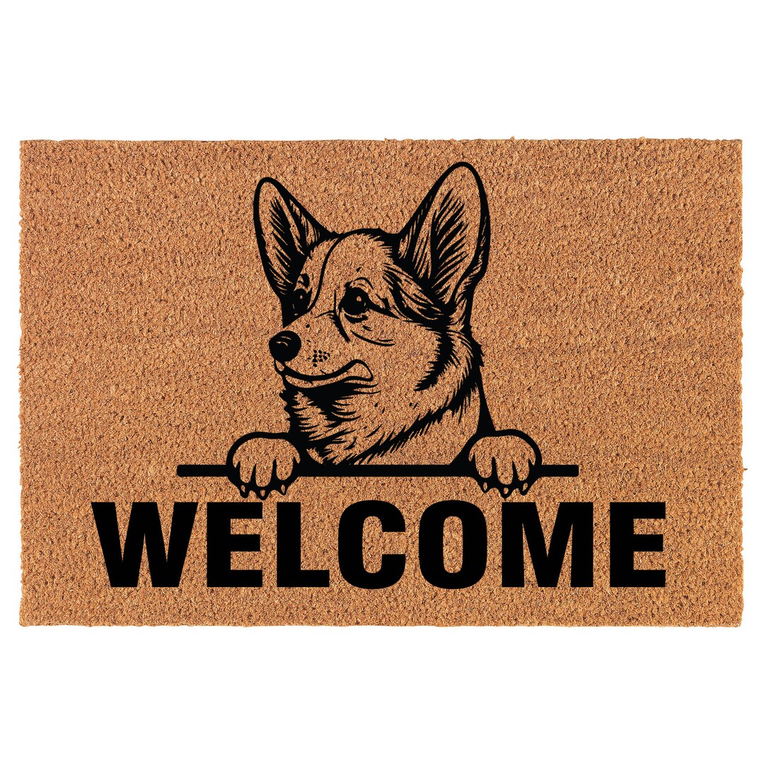Welcome Peeking Corgi Coir Doormat Door Mat Entry Mat Housewarming Gift ...