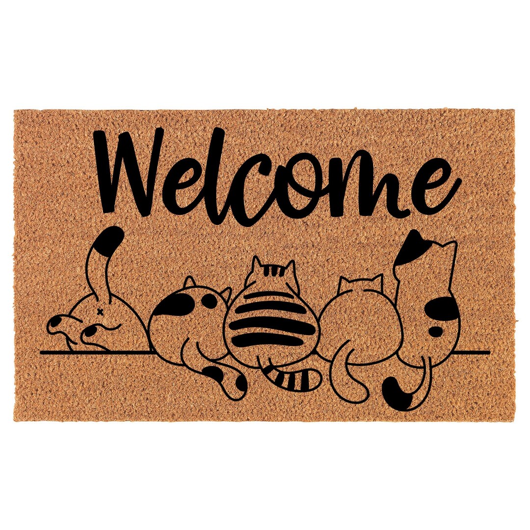 Welcome Cat Butts Coir Doormat Door Mat Housewarming Gift Newlywed Gift ...