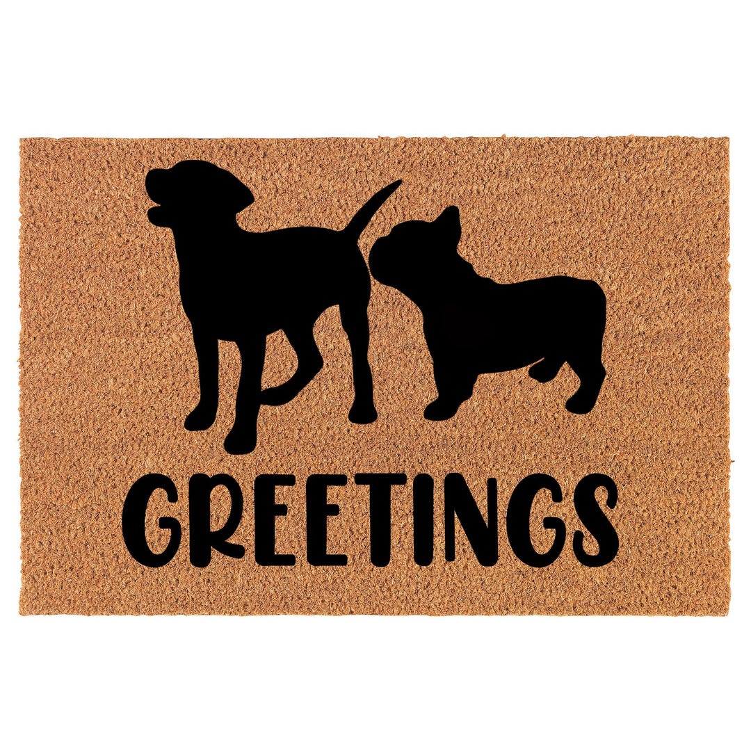 Greetings Dog Sniffing Dog Funny Coir Doormat Door Mat Housewarming ...