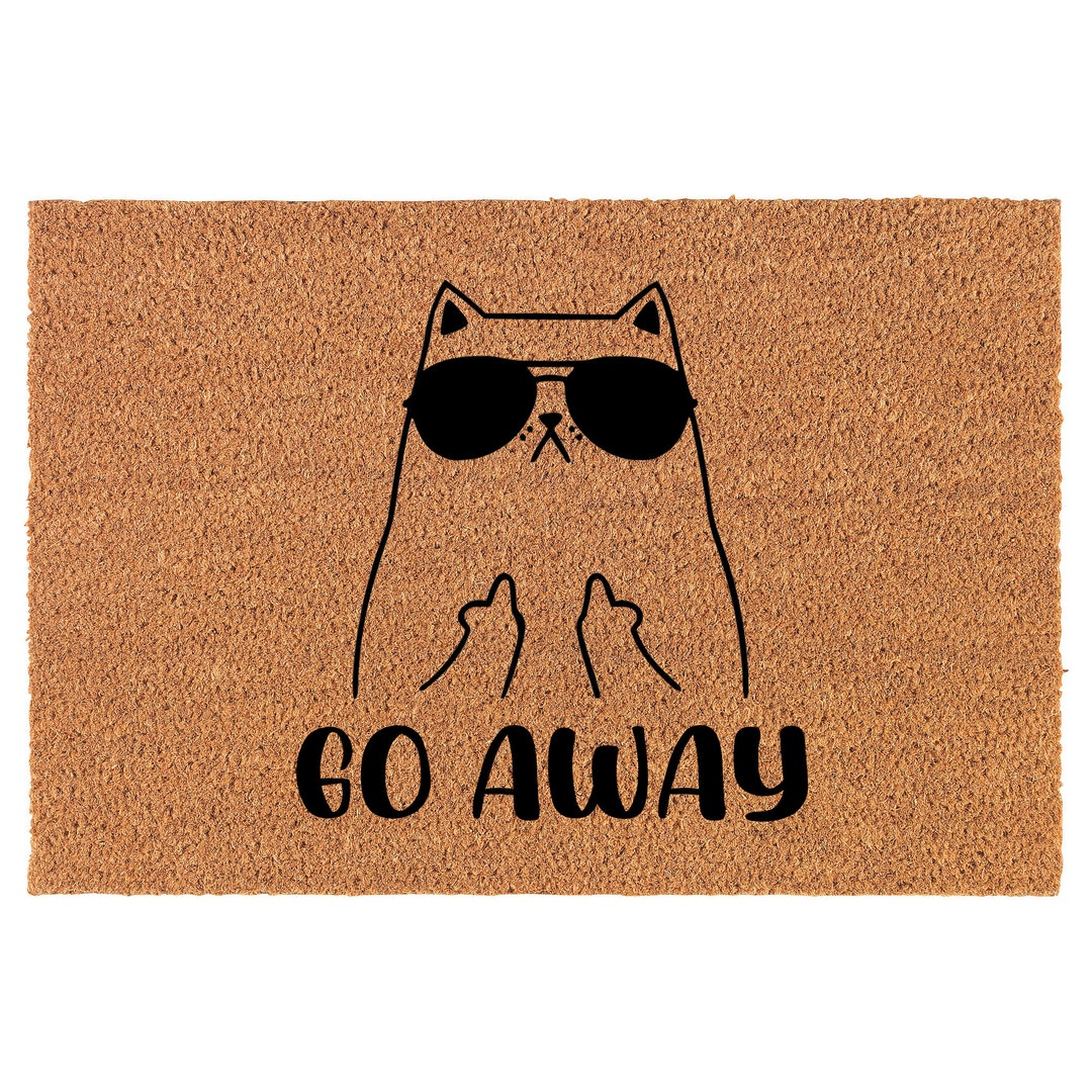 Go Away Cat Funny Coir Doormat Door Mat Entry Mat Housewarming Gift ...