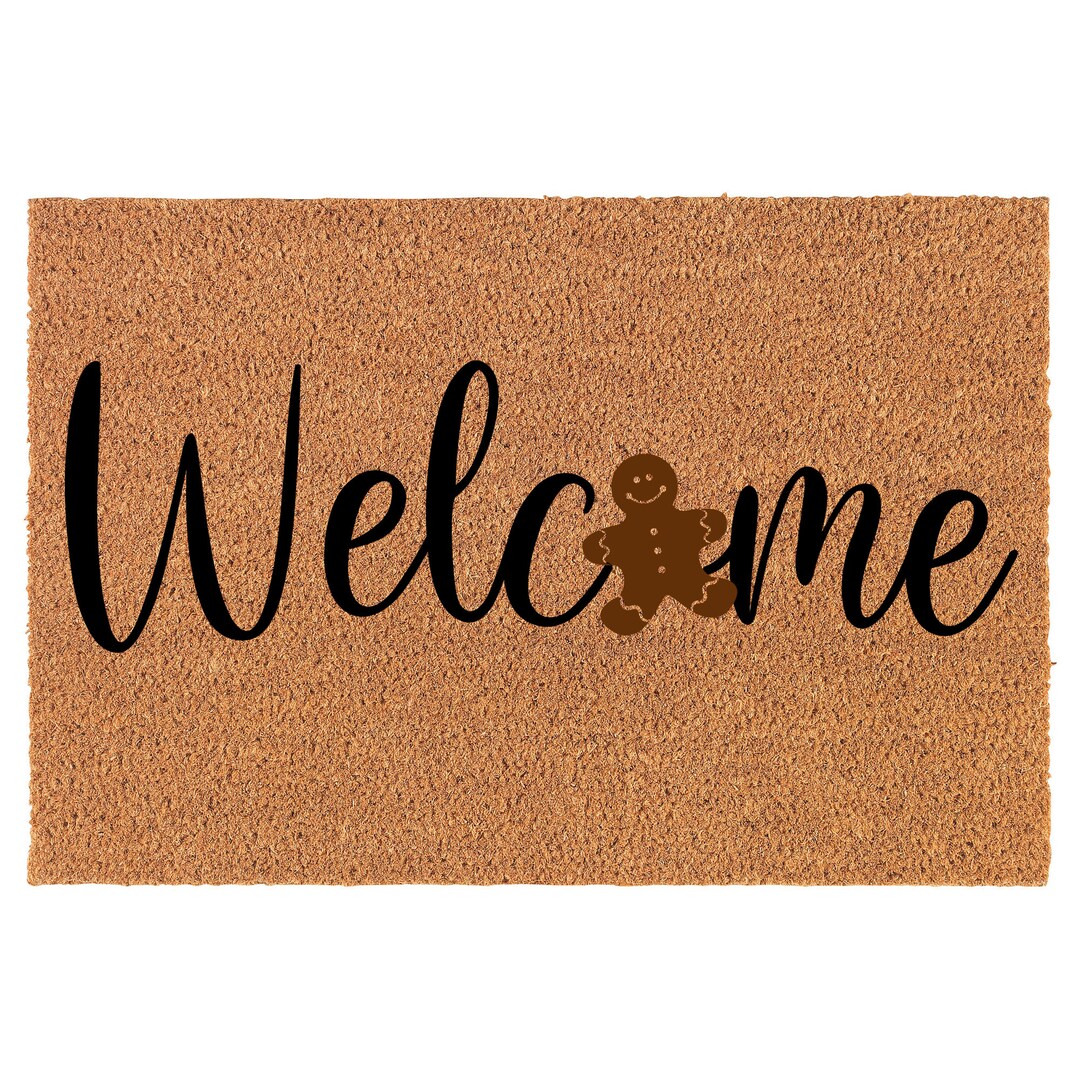 Welcome Gingerbread Man Christmas Coir Doormat Door Mat Housewarming ...