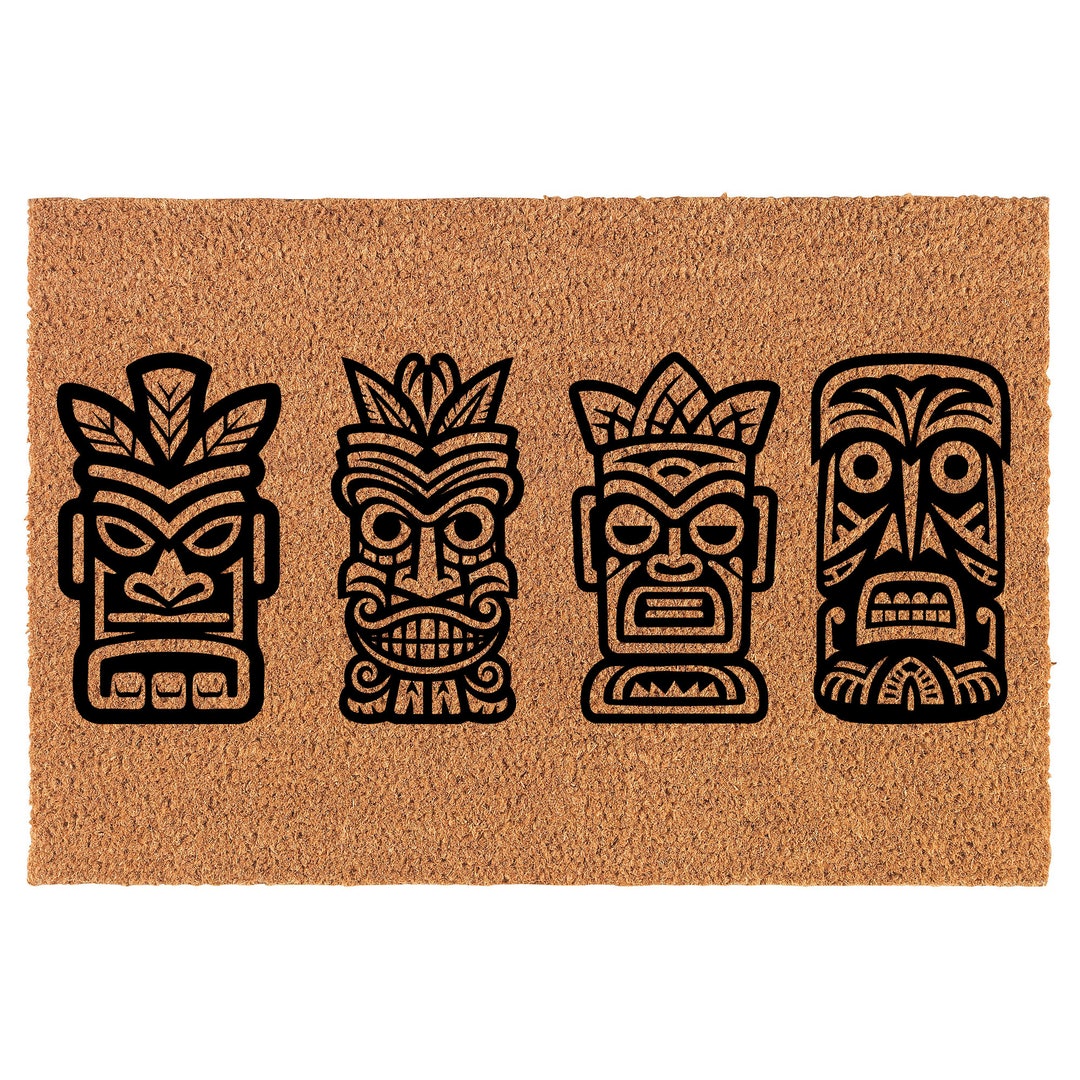 Hawaiian Tiki Tikis Coir Doormat Door Mat Housewarming Gift Newlywed ...
