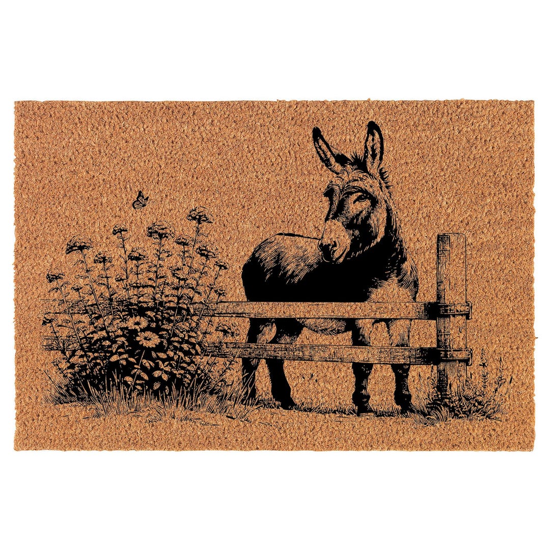 Donkey & Wildflowers Coir Doormat Door Mat Housewarming Gift Newlywed ...