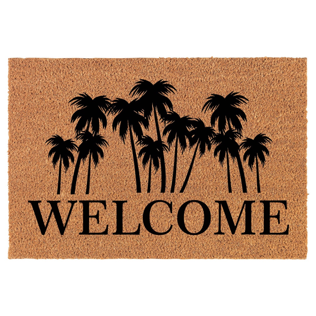 Welcome Palm Trees Coir Doormat Door Mat Entry Mat Housewarming Gift ...