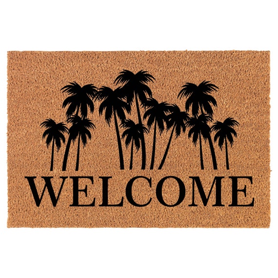 Welcome Palm Trees Coir Doormat Door Mat Entry Mat | Etsy