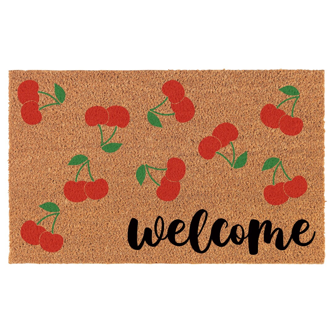 Welcome Cherries Cherry Spring Summer Coir Doormat Door Mat Entry Mat ...