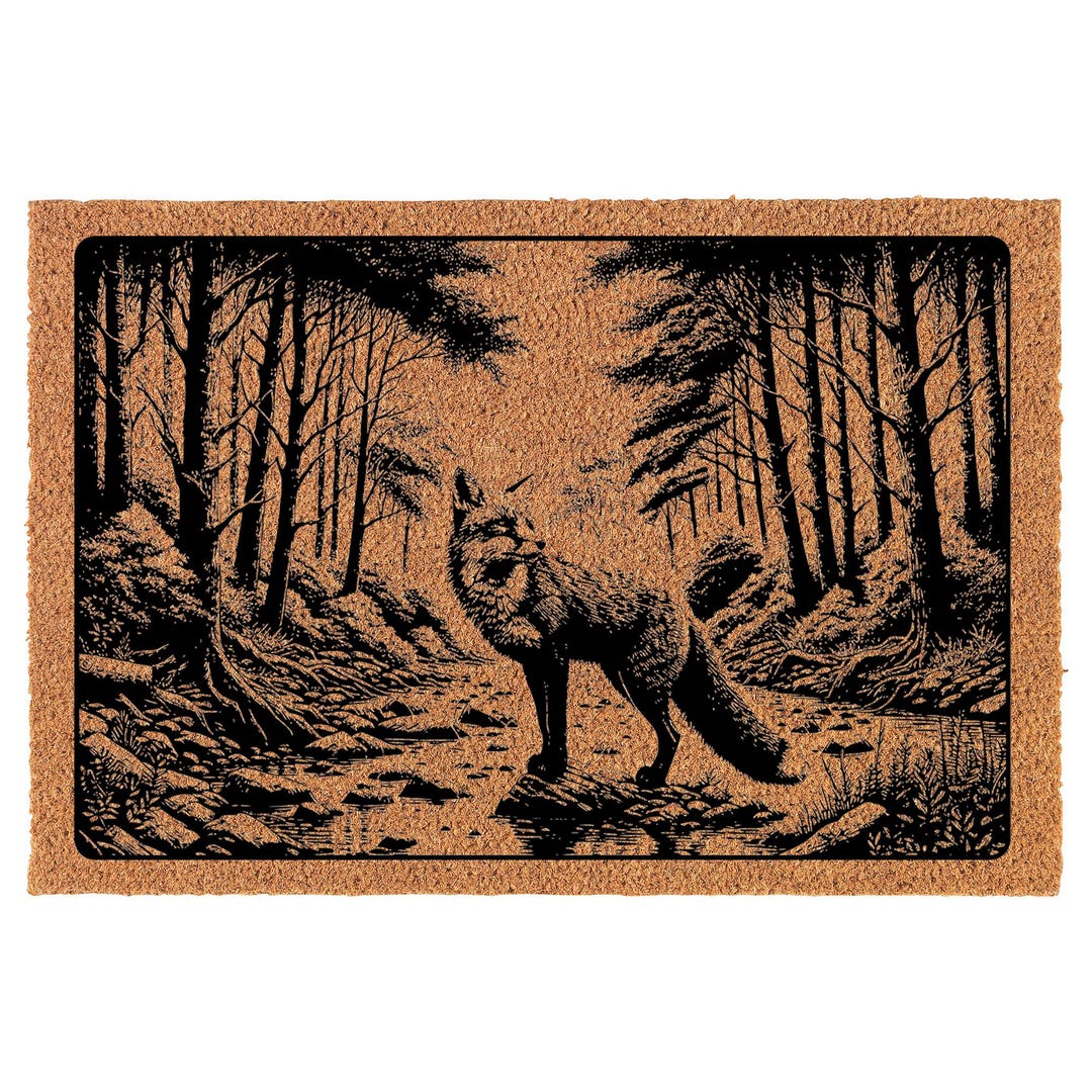 Forest With Fox & River Coir Doormat Door Mat Housewarming Gift ...