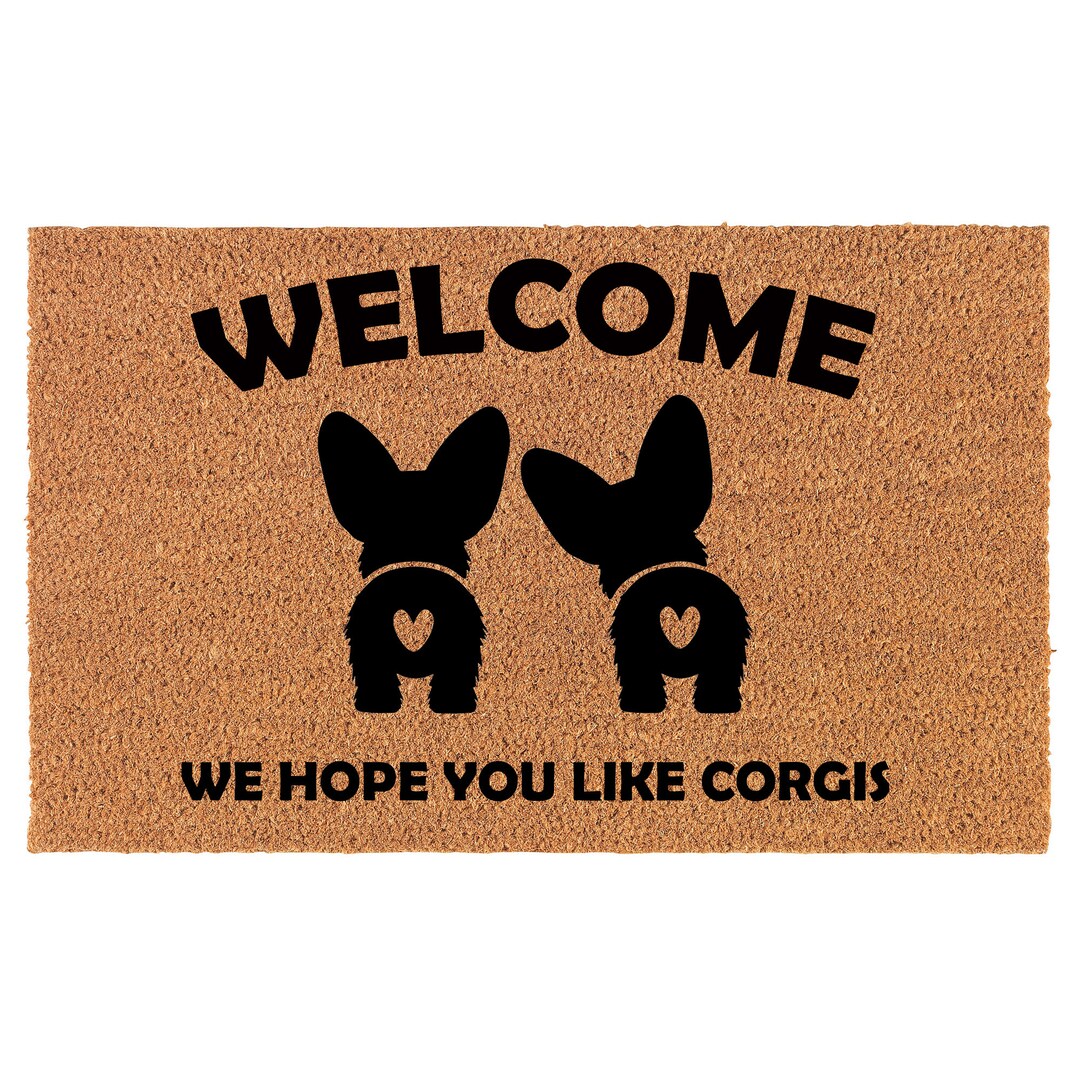 Welcome We Hope You Like Corgis 2 Corgis Multiple Corgi Dog Coir ...