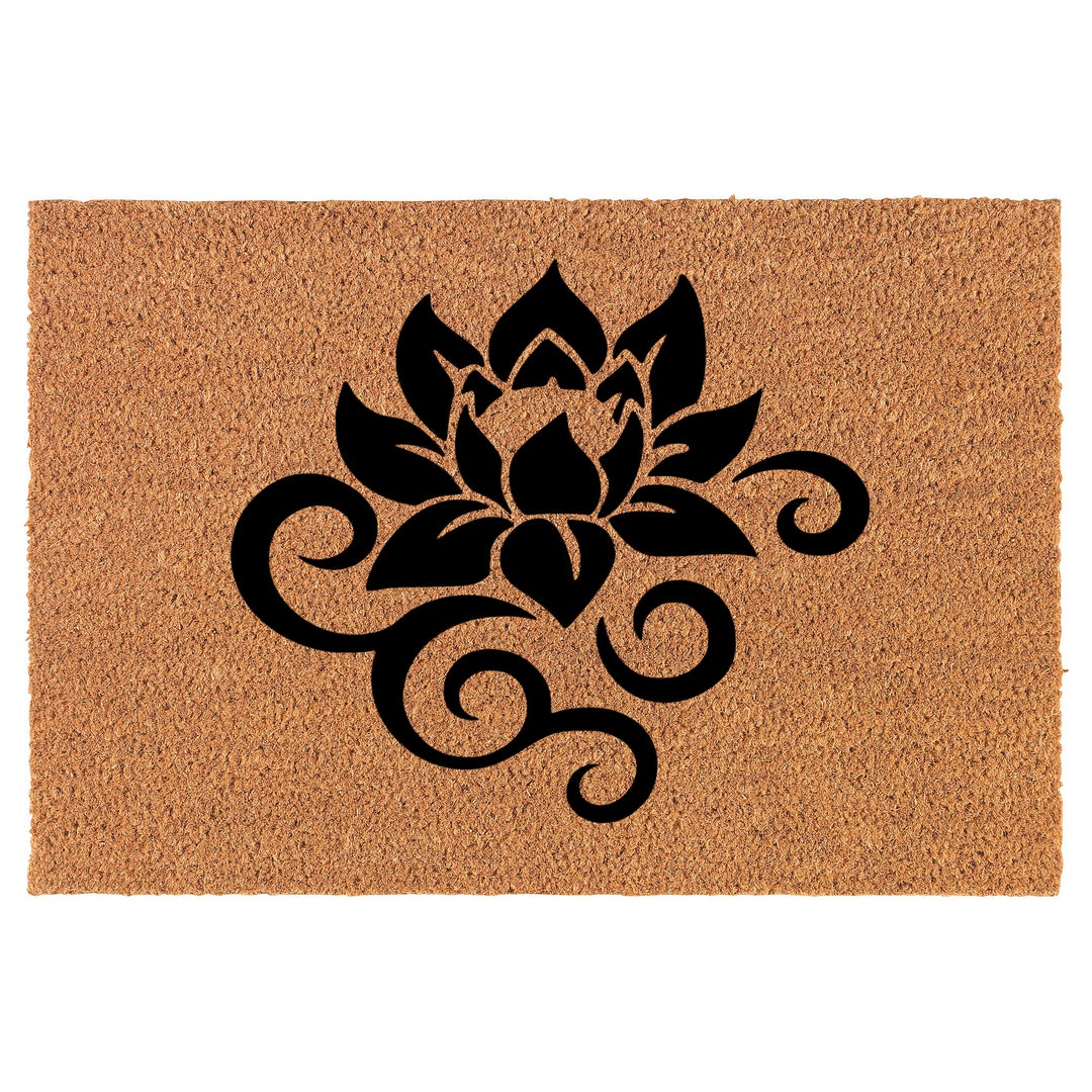 Lotus Flower Scroll Coir Doormat Door Mat Housewarming Gift Newlywed ...