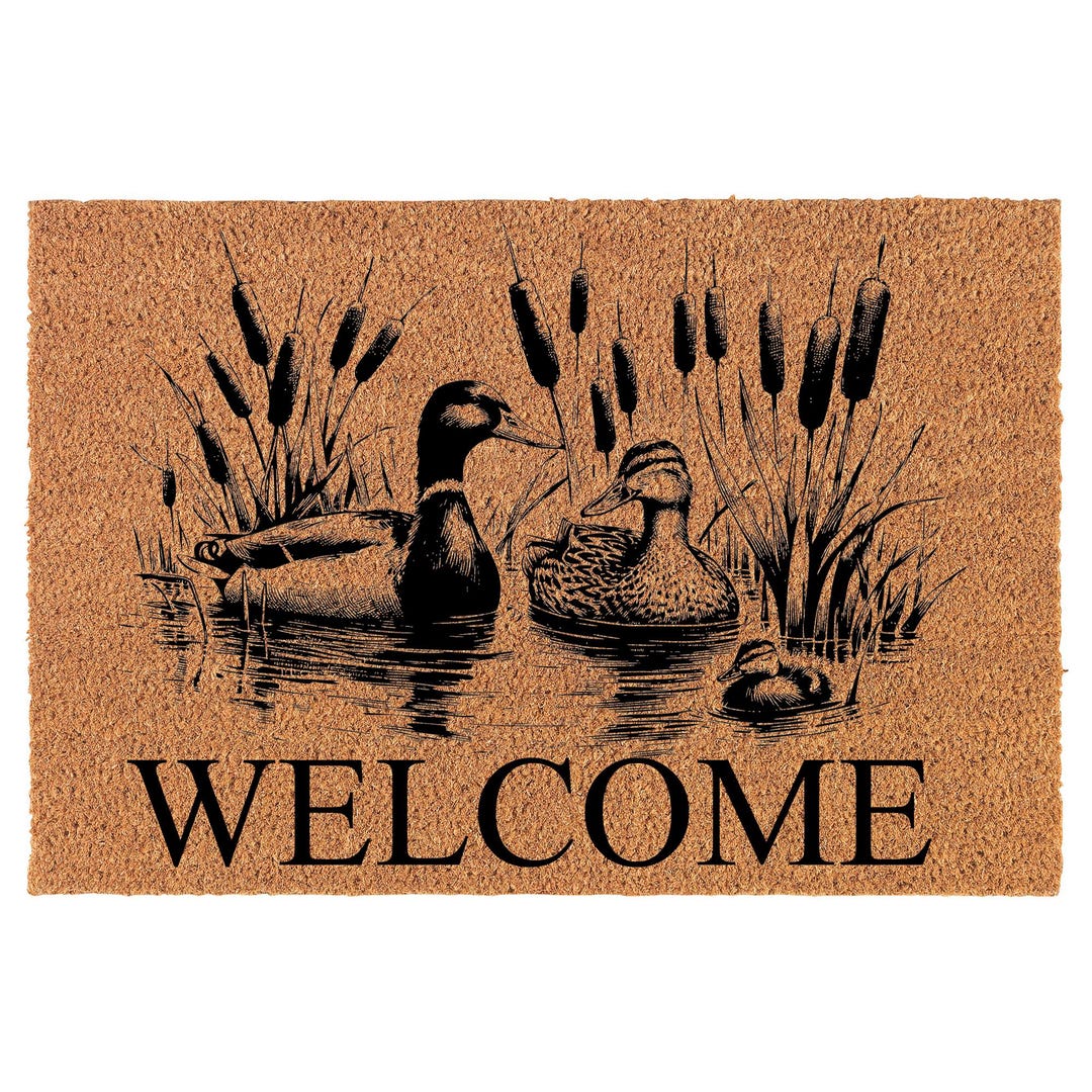 Welcome Duck Family Coir Doormat Door Mat Housewarming Gift Newlywed ...