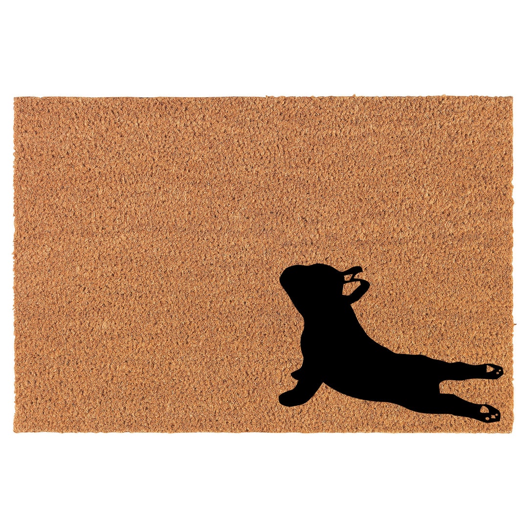 French Bulldog Yoga CORNER Coir Doormat Door Mat Entry Mat Housewarming ...
